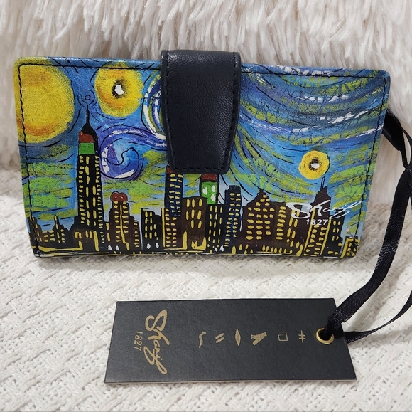 Sharif | Bags | Sharif Hand Painted 0 Leather Wallet Nwt | Poshmark